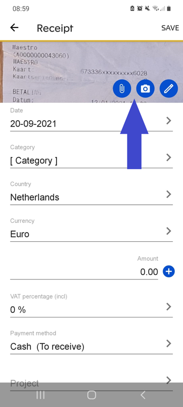 How do I add multiple receipts to one expense?