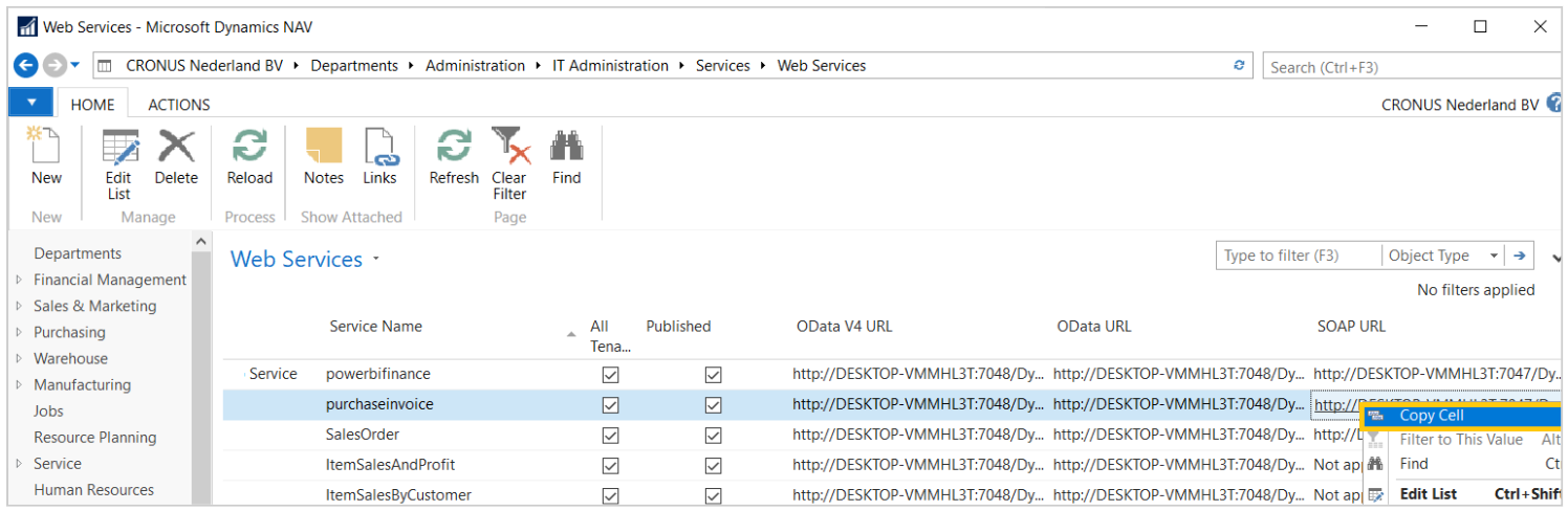 Dynamics Navision connection